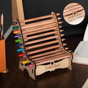 Multi-color Pencil Set + Holder With Custom Name, Personalized Pencil ...
