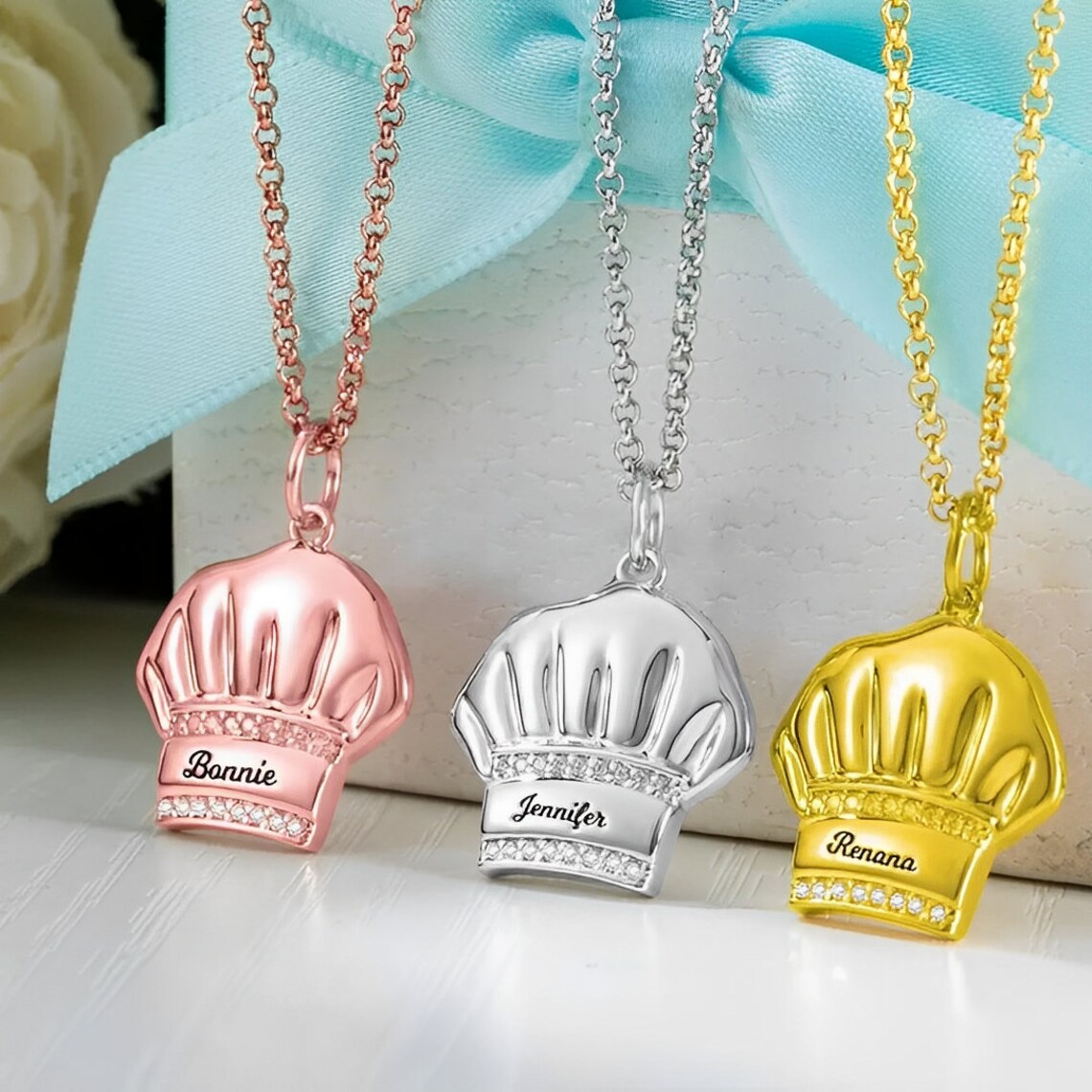 Custom Name Chef Hat Necklace, Personalized Chef Hat Shaped Pendant ...