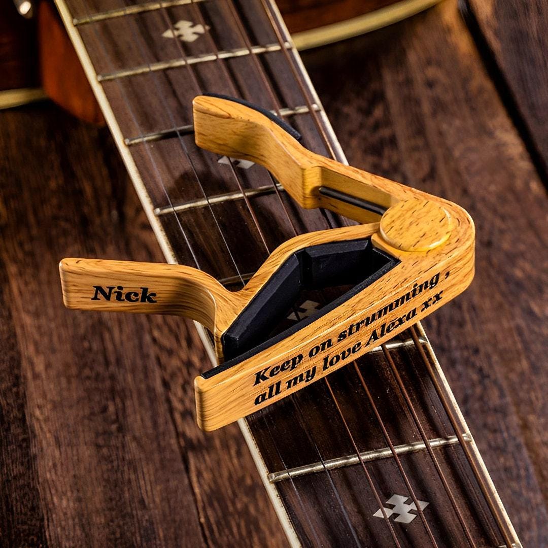 Custom Engraved Wooden Name/message Guitar Capo, Personalized Guitar ...