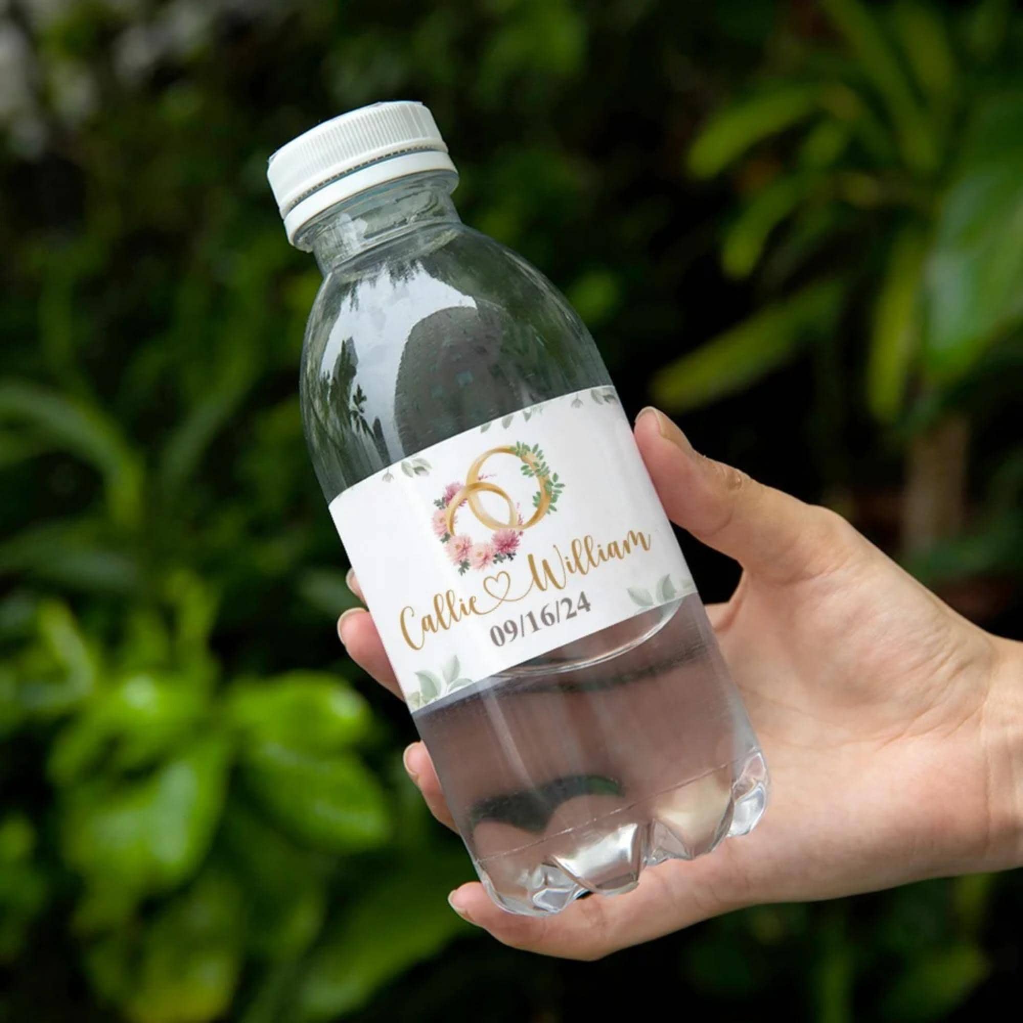 Custom Name Birth Flower & Tree Water Bottle Labels, 20pcs Wedding ...
