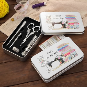 Custom Name Sewing Kit Complete With Scissors, Thimble, Needle Case ...