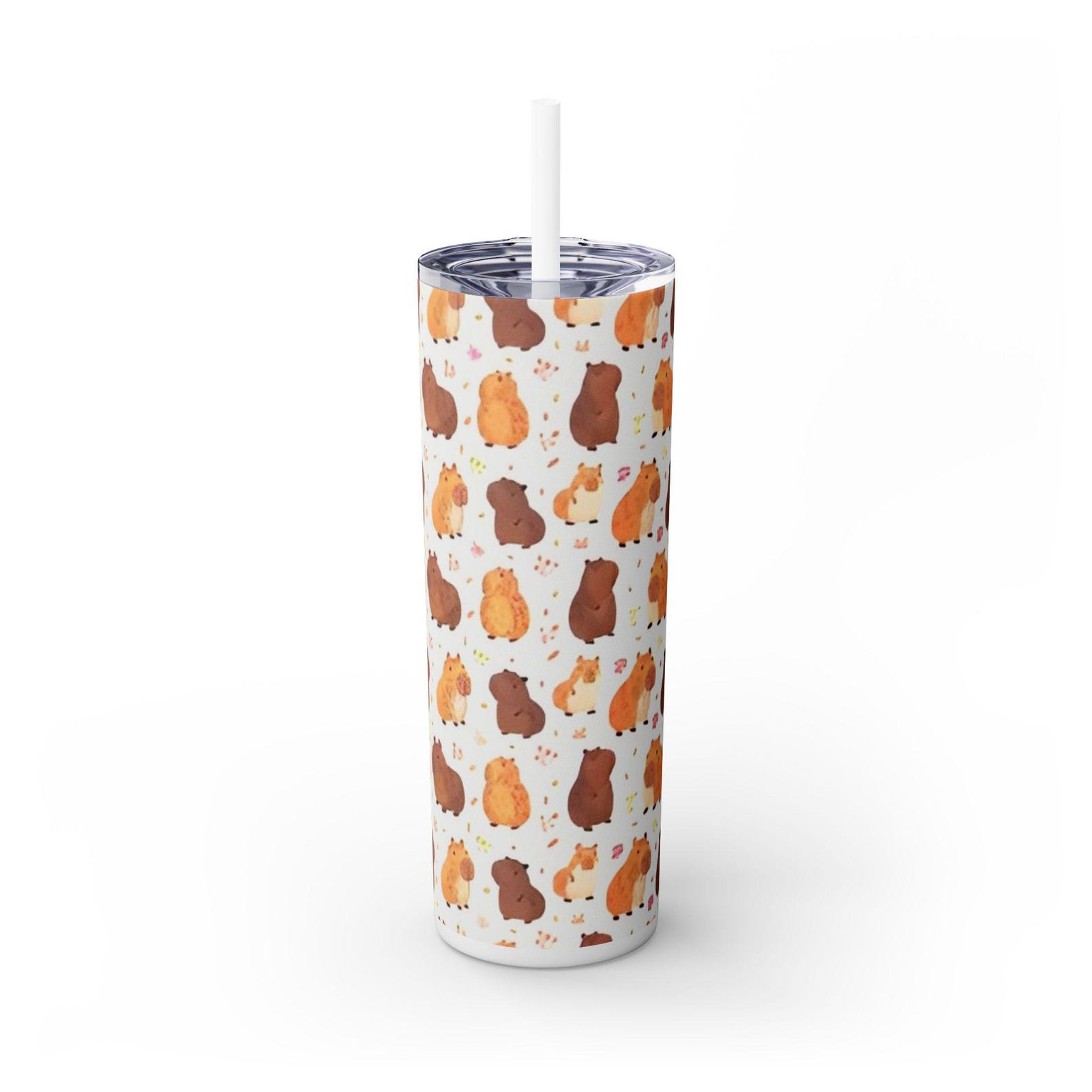 Kawaii Capybara Tumbler, Chibi Style Capybaras 20oz Skinny Tumbler With ...