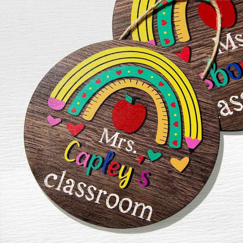 Rainbow Teacher Sign - Etsy
