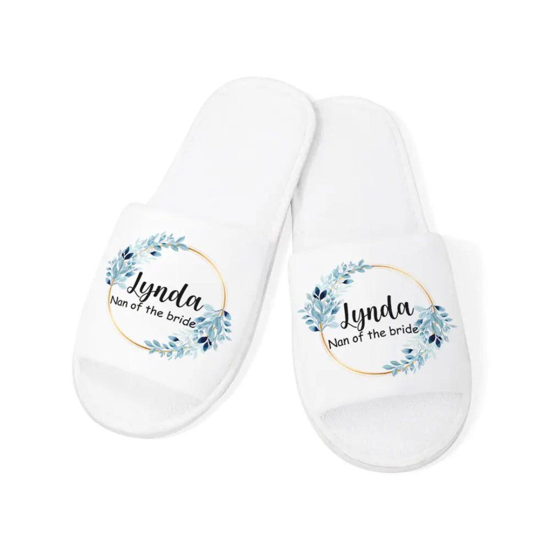 Custom Bridal Party Cotton Slippers, Personalized Name + Wedding Role ...