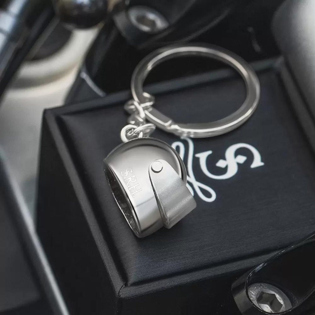 Custom Name Motorcycle Helmet Keychain in Stainless Steel With Custom ...