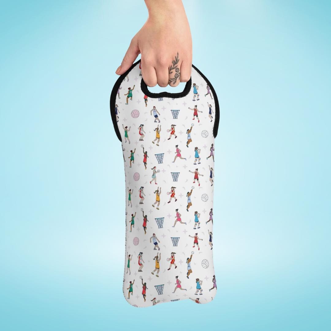 Netball Print Wine Cooler Bag, Netball Themed Print Wine Bag, Netball ...