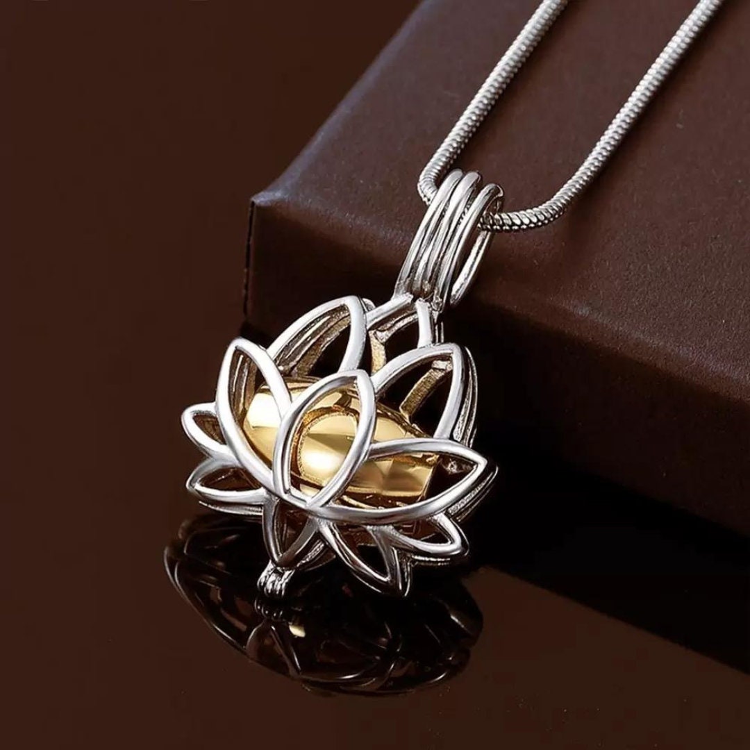 Personalized Lotus Locket Cremation Urn Necklace for Ashes, Opening ...