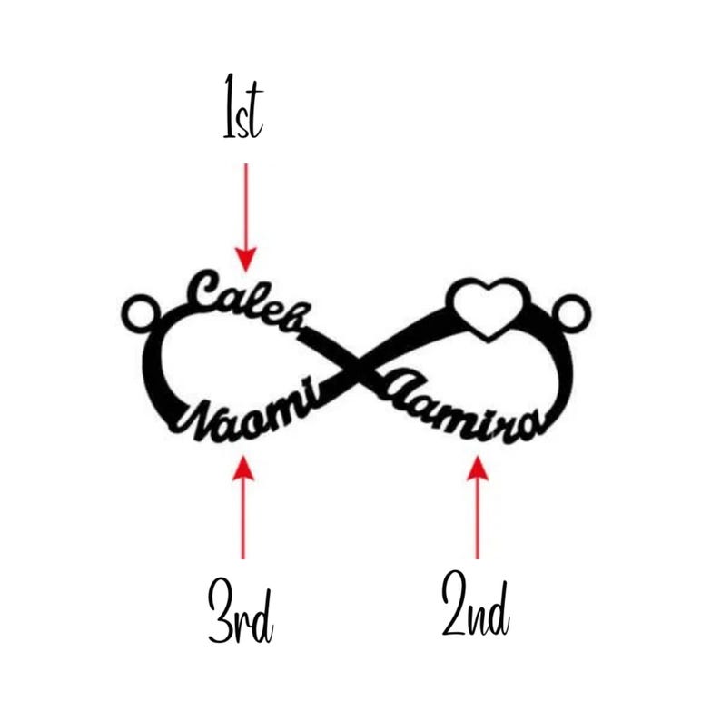 Personalized Multi Names Infinity Necklace, Custom Jewelry for up to 9 ...