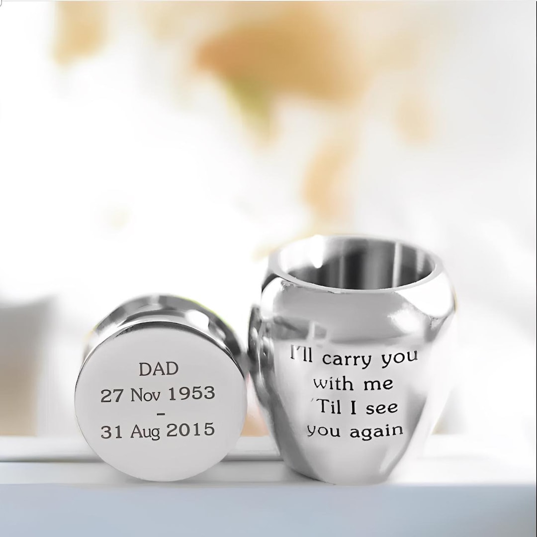 Custom Laser Etched Mini Urn for Ashes, Engraved Photo or Message Mini ...