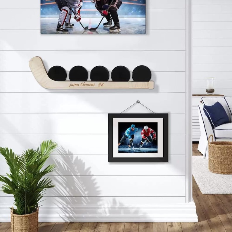 Custom Name Hockey Puck Display Shelf, Personalized Wooden Puck Display ...