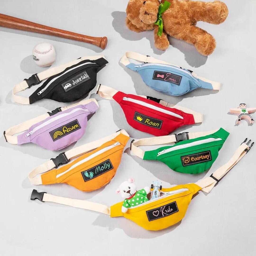 Custom Name Kids Fanny Pack, Personalized Embroidered Canvas Bum Bag ...