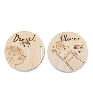 Birth Bracelet Holder With Custom Engravings, Wooden Hospital Bracelet ...