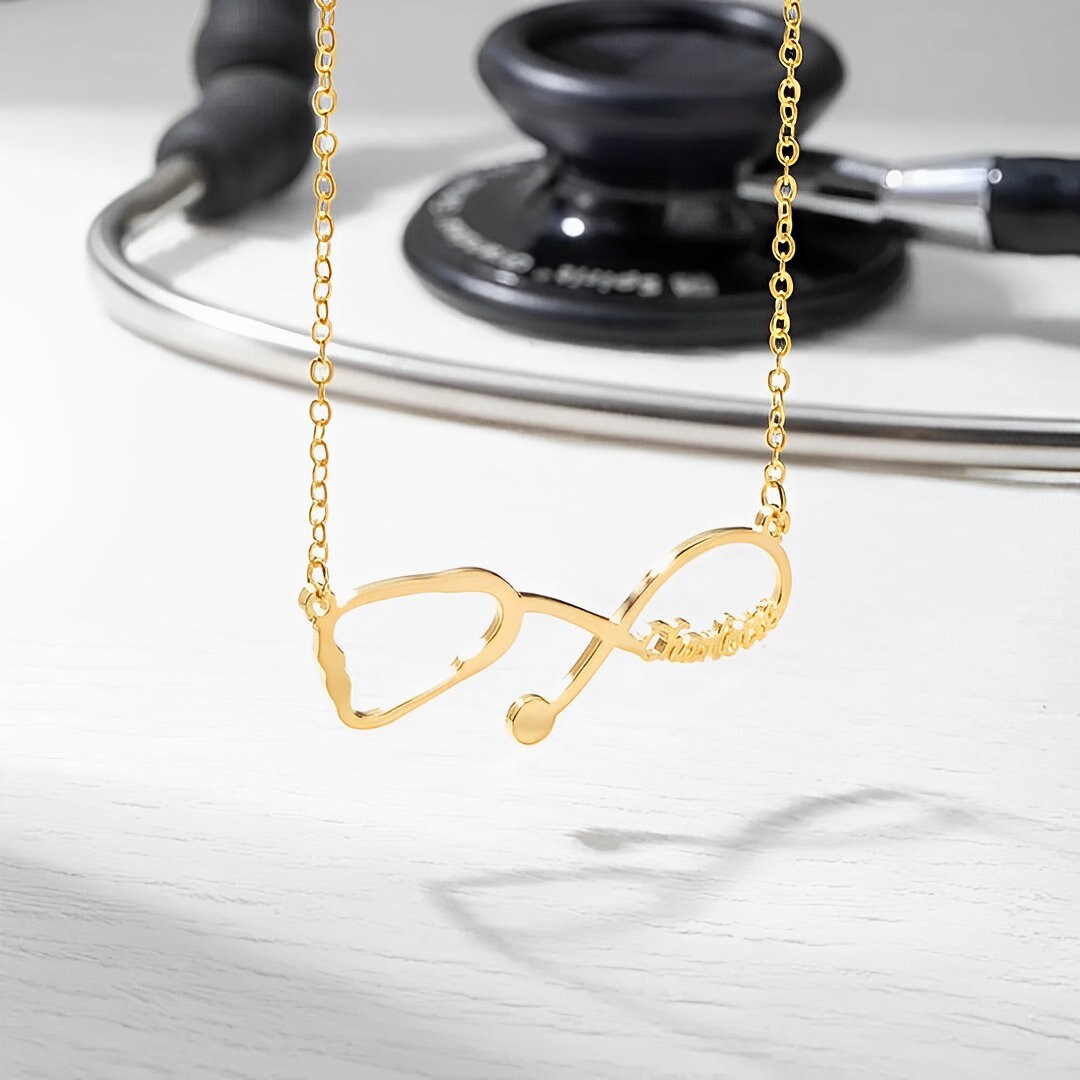 Custom Stethoscope Infinity Name Necklace, Gift for Medical Student ...