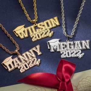 Custom Name Graduation Cap + Diploma Necklace, Stainless Steel “class ...