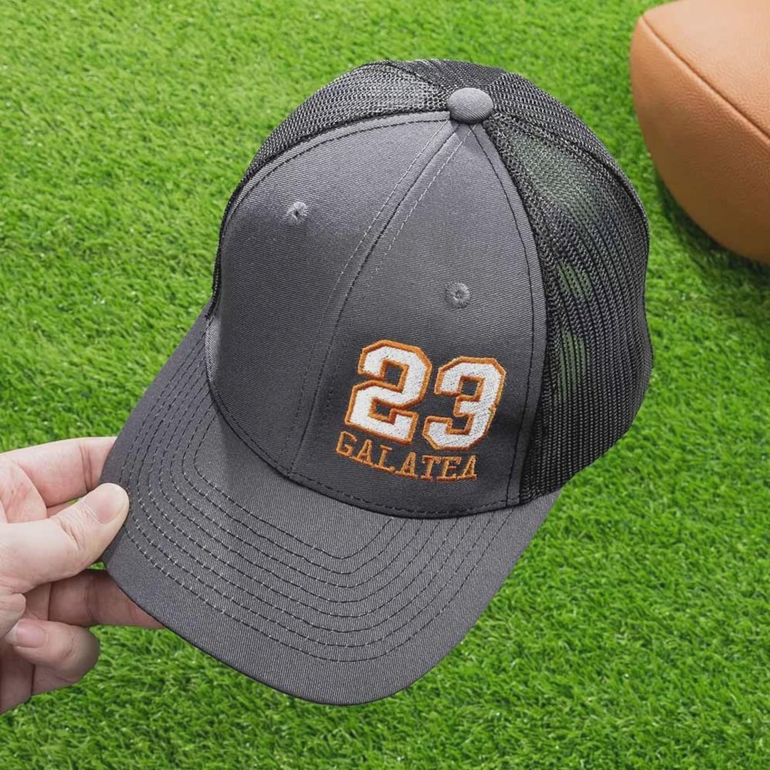 Custom Sports Trucker Hat With Name & Number, Embroidered Mesh Baseball ...