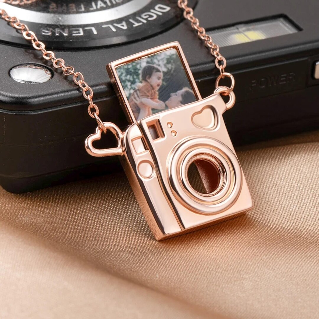 Personalized Photo Mini Camera Charm Necklace | Custom Memorial Locket ...
