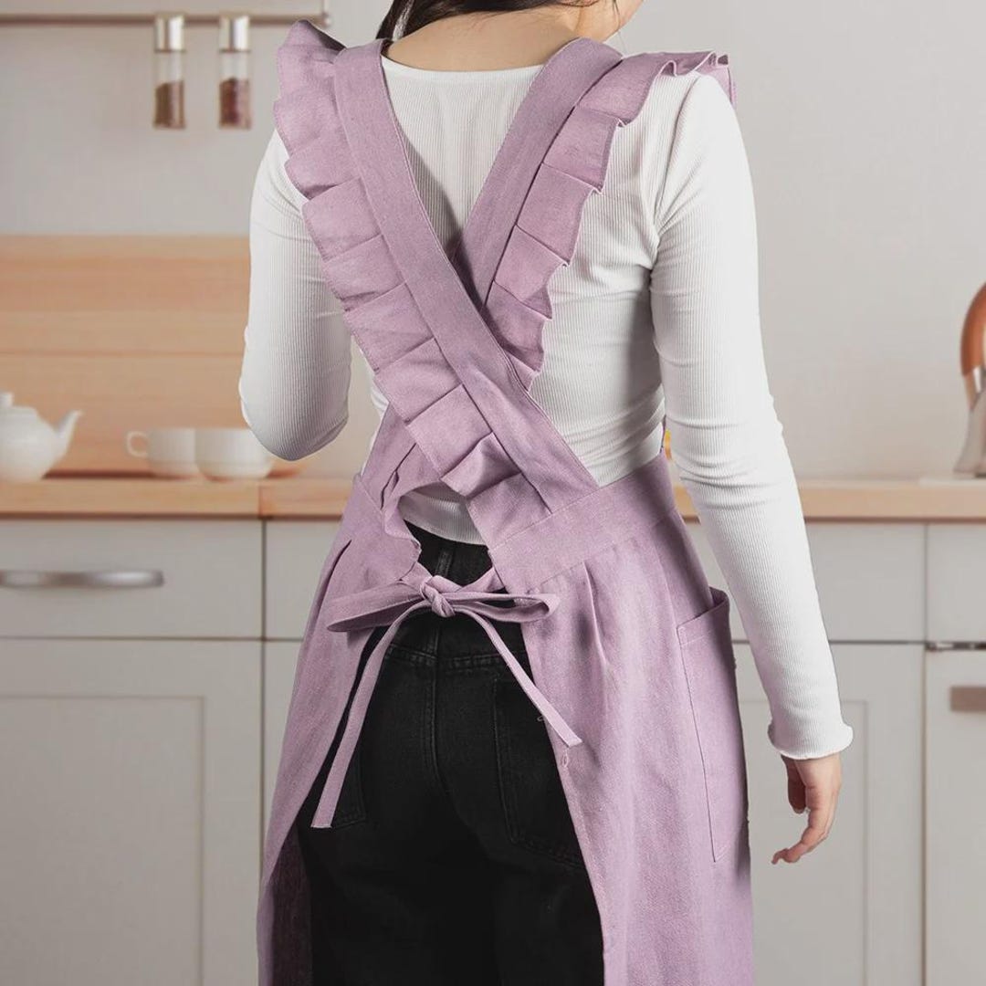 Custom Name Ruffled Apron With Pockets, Personalized Kitchen or Garden ...