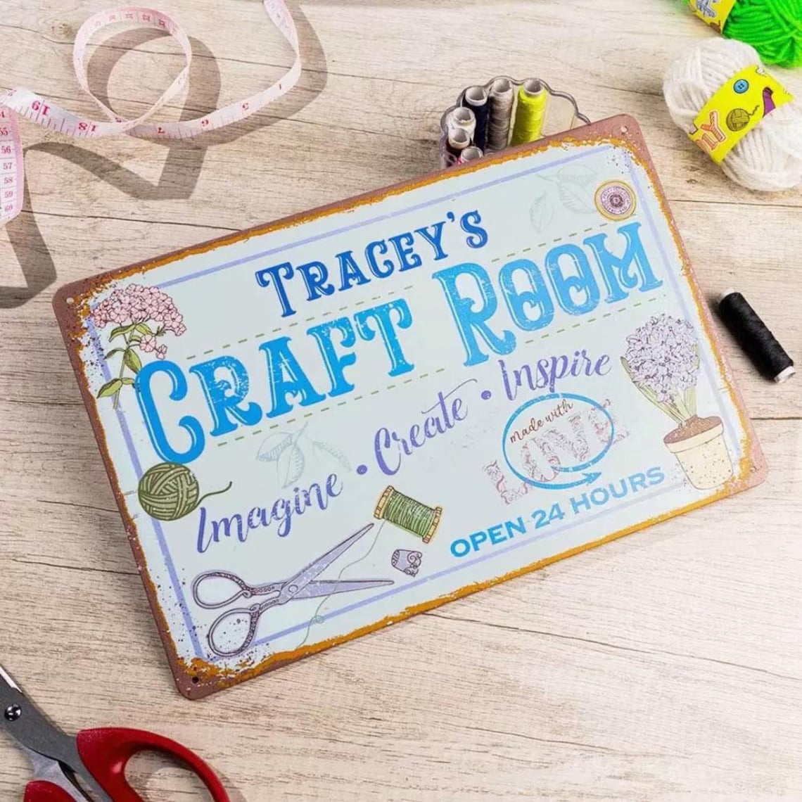 Custom Name Craft Room Metal Sign Vintage/retro Style Room - Etsy
