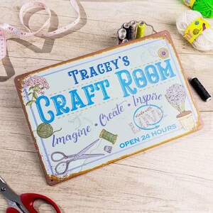 Custom Name Craft Room Metal Sign, Vintage/retro Style Room Decor for ...
