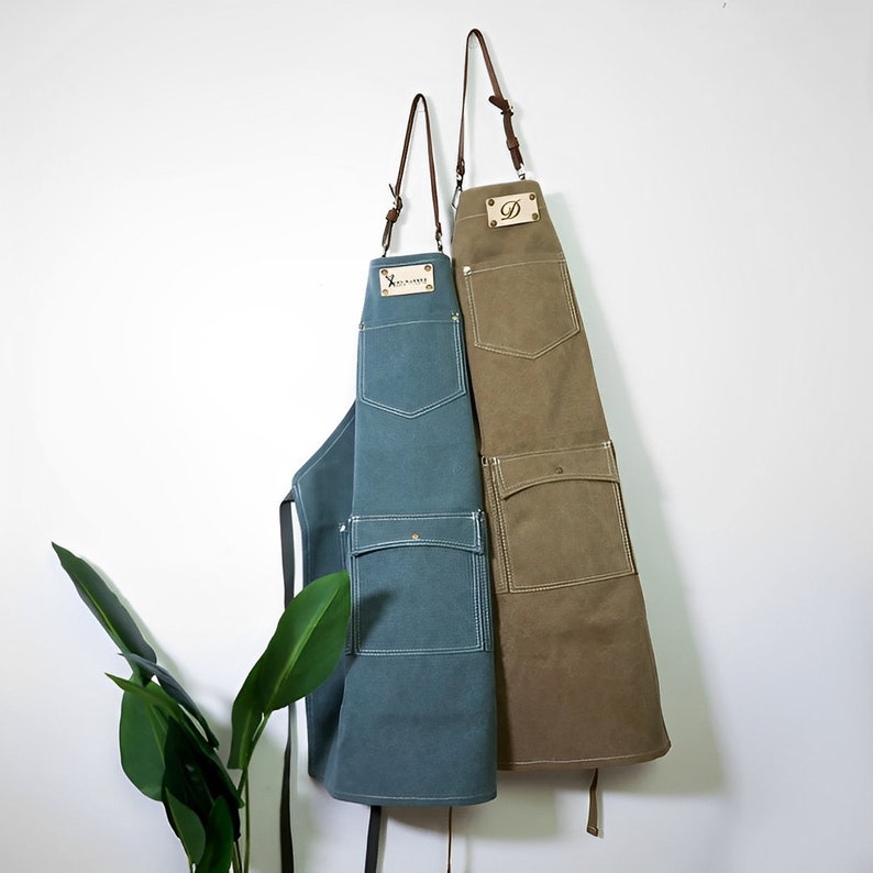Utility Apron With Custom PU Leather Patch | Personalized Name/logo ...