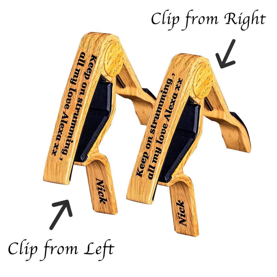 Custom Engraved Wooden Name/message Guitar Capo, Personalized Guitar ...