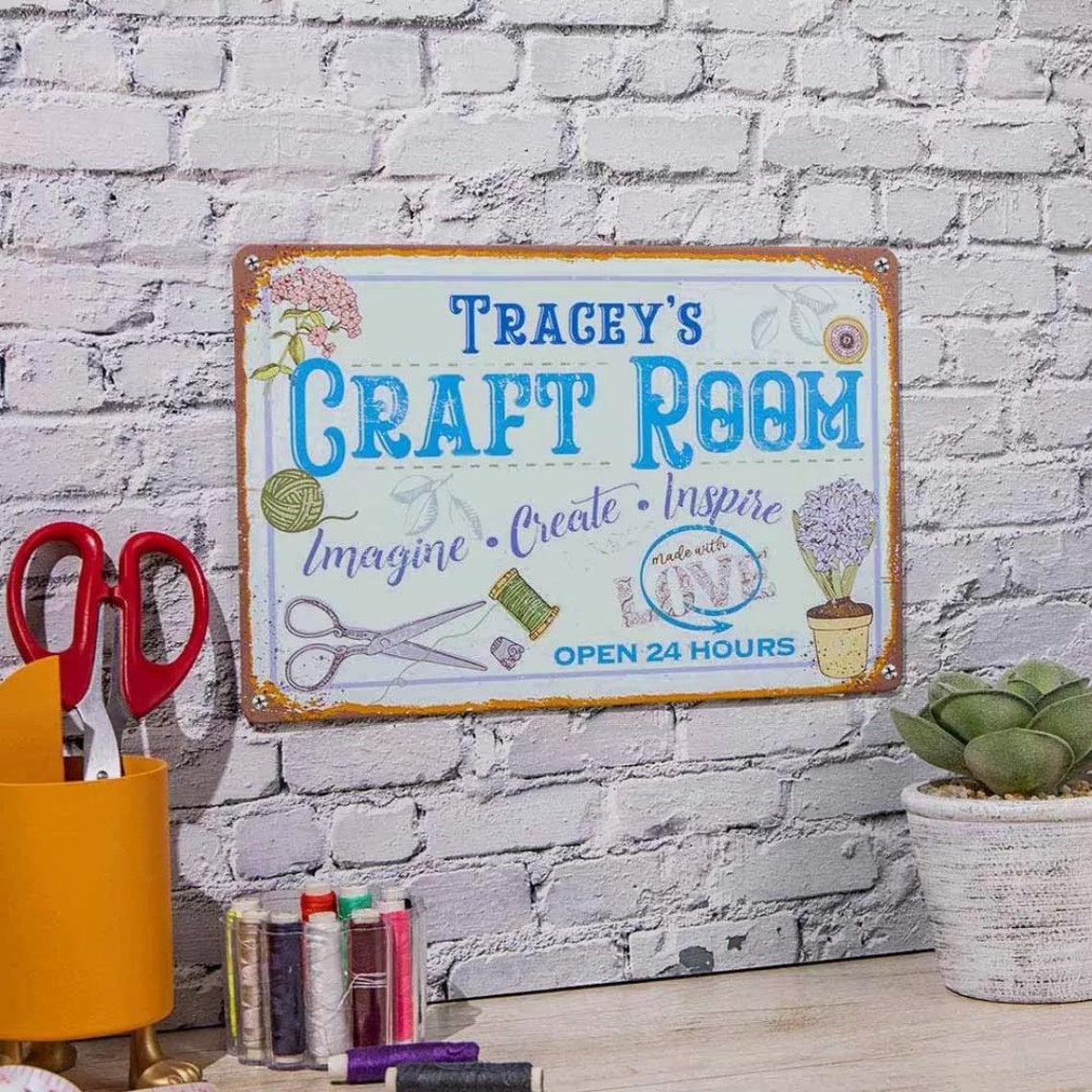 Custom Name Craft Room Metal Sign Vintage/retro Style Room - Etsy