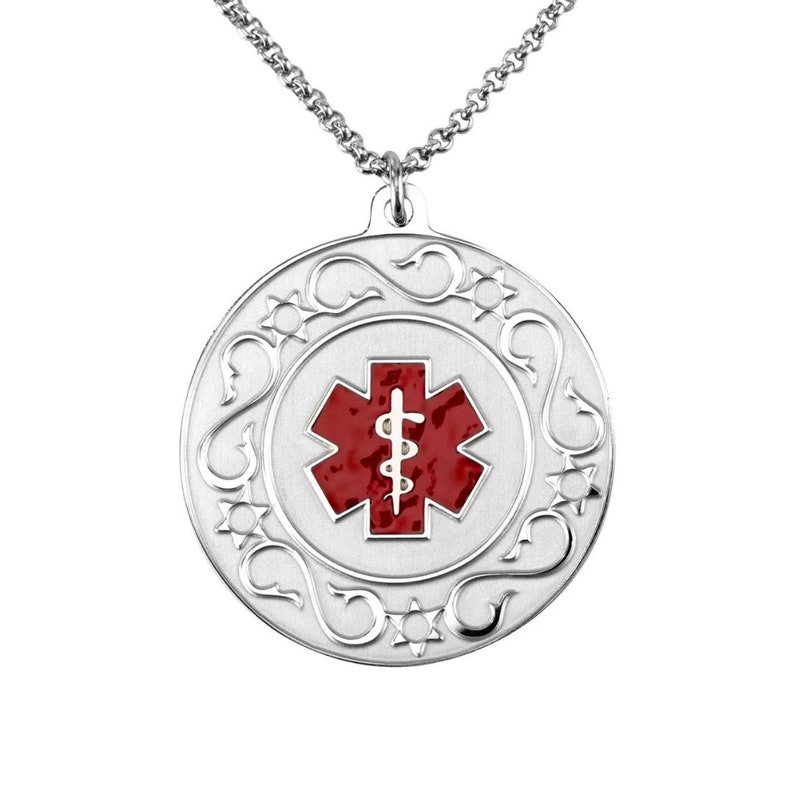 Custom Medical Alert Necklace in Stainless Steel, Engraved Medical ID ...