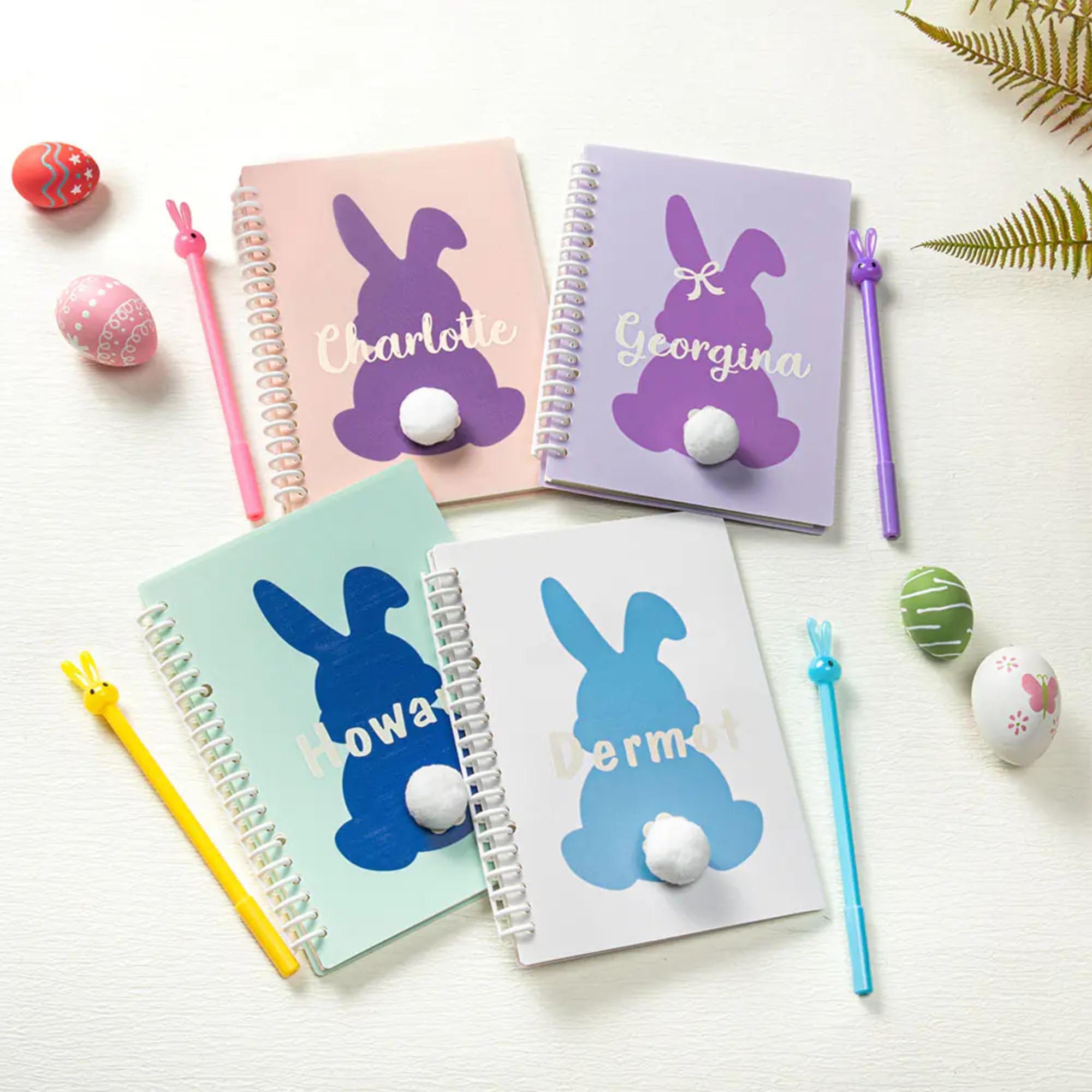 Notebook and Pen Set - Personalized Easter Bunny Gift, Custom Name Cute ...