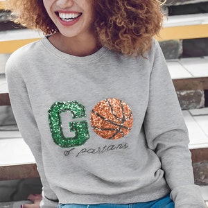 Custom Game Day Sequin Crewneck Sweatshirt, Personalized Team Name ...