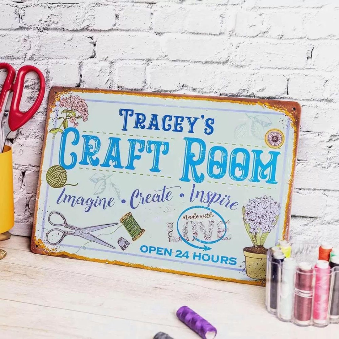 Custom Name Craft Room Metal Sign, Vintage/retro Style Room Decor for ...