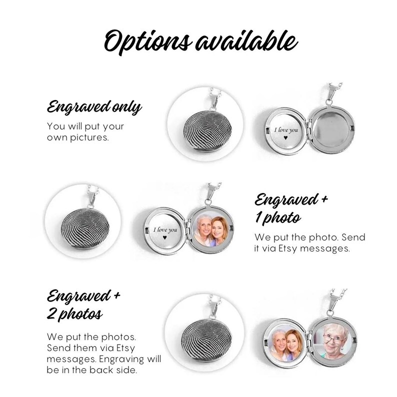Personalized Fingerprint Engraving Locket Necklace With Custom Photos ...