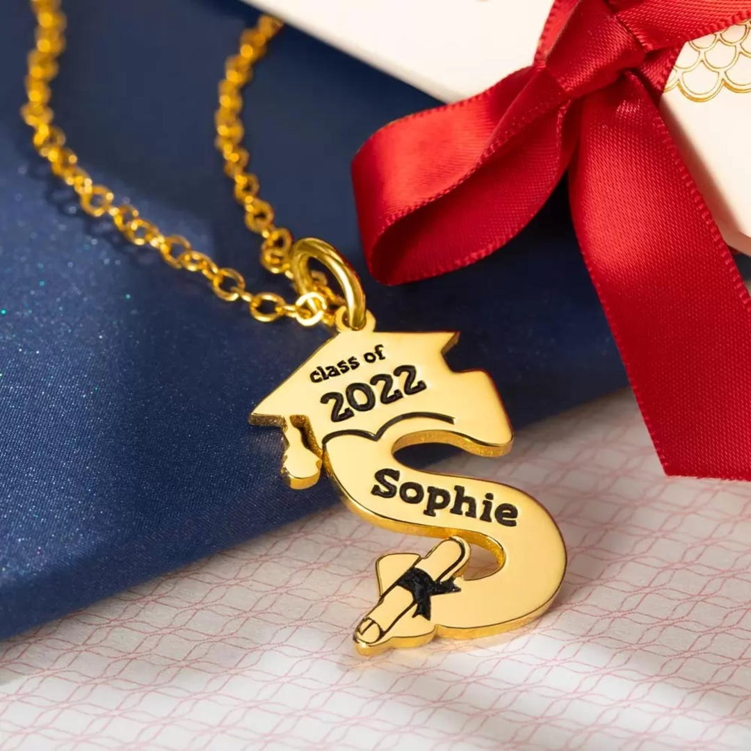 Custom Graduation Letter Necklace or Keychain - Initial Graduation Gift ...