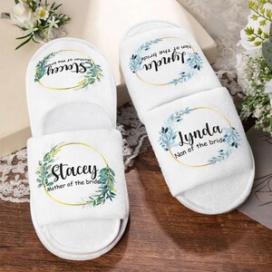 Custom Bridal Party Cotton Slippers, Personalized Name + Wedding Role ...