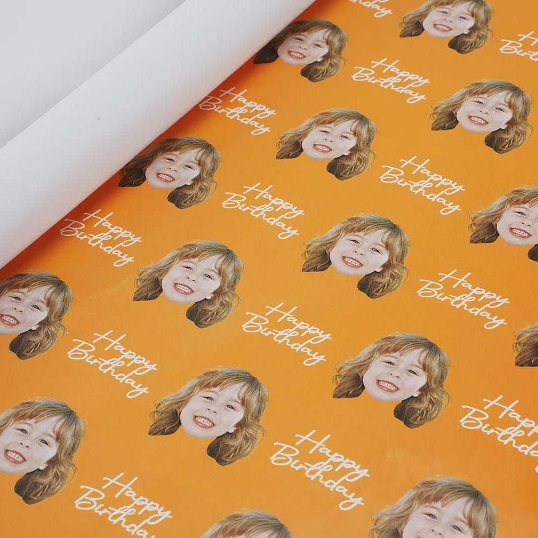 Personalized Face Photo Wrapping Paper With Name, Funny Heads Gift Wrap ...