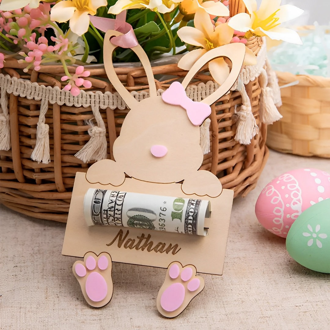 Personalized Name Easter Money Holder, Easter Bunny Dollar Bill Money ...