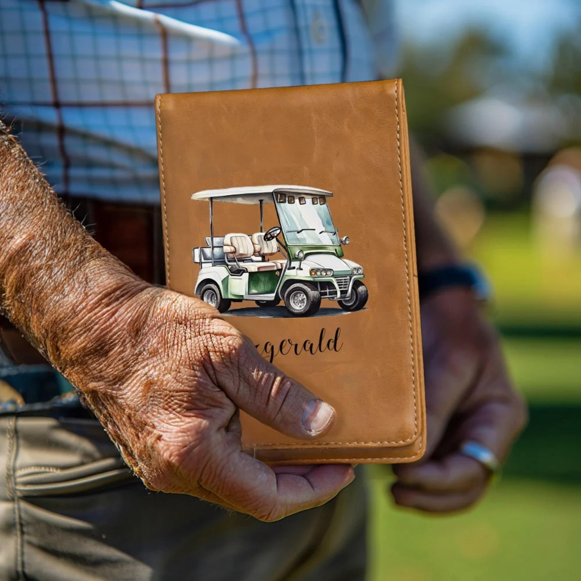 Custom PU Leather Golf Scorecard Holder & Yardage Book Cover With Golf ...