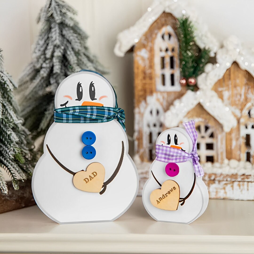 Mini décoration de Noël bonhomme de neige avec prénom personnalisé ...