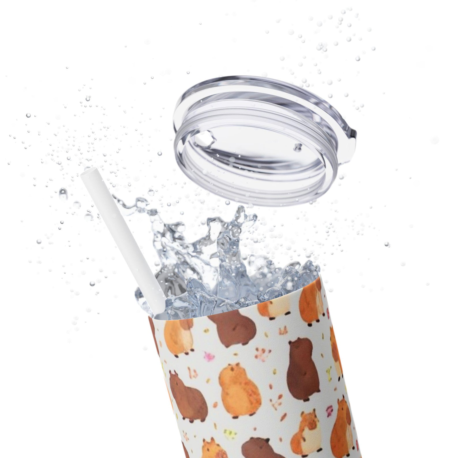 Kawaii Capybara Tumbler, Chibi Style Capybaras 20oz Skinny Tumbler With ...