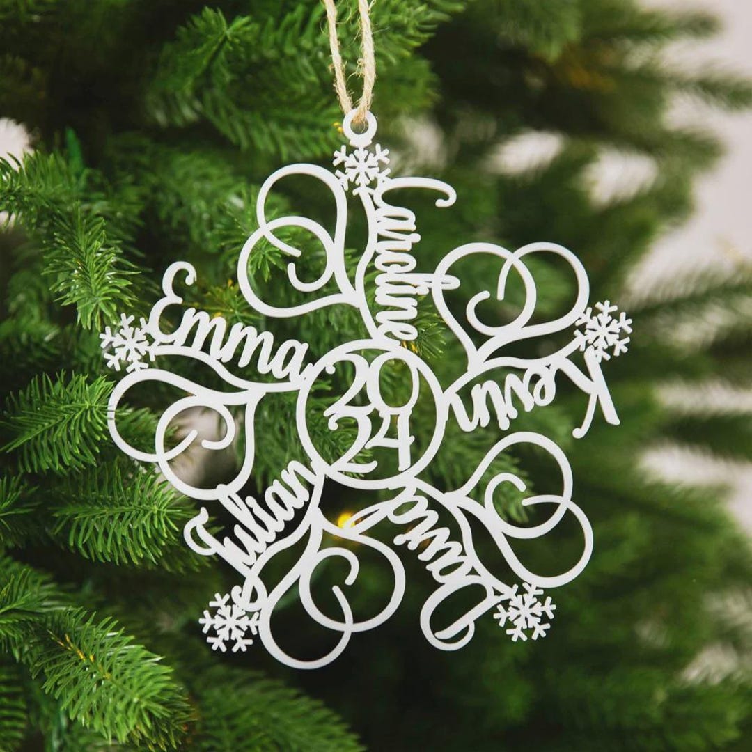 Custom Snowflake Ornament With Family Names, Personalized Acrylic ...