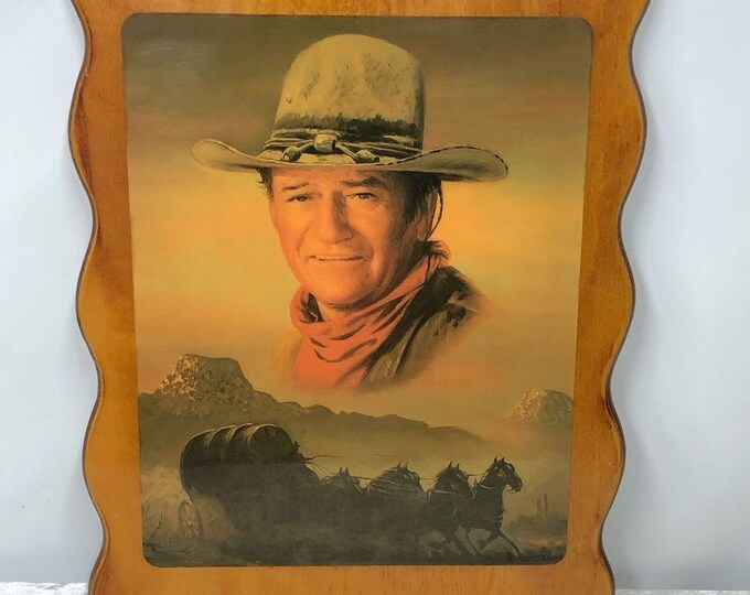 Vintage John Wayne Color Portrait Lacquered Wooden Wall Plaque by Peter ...