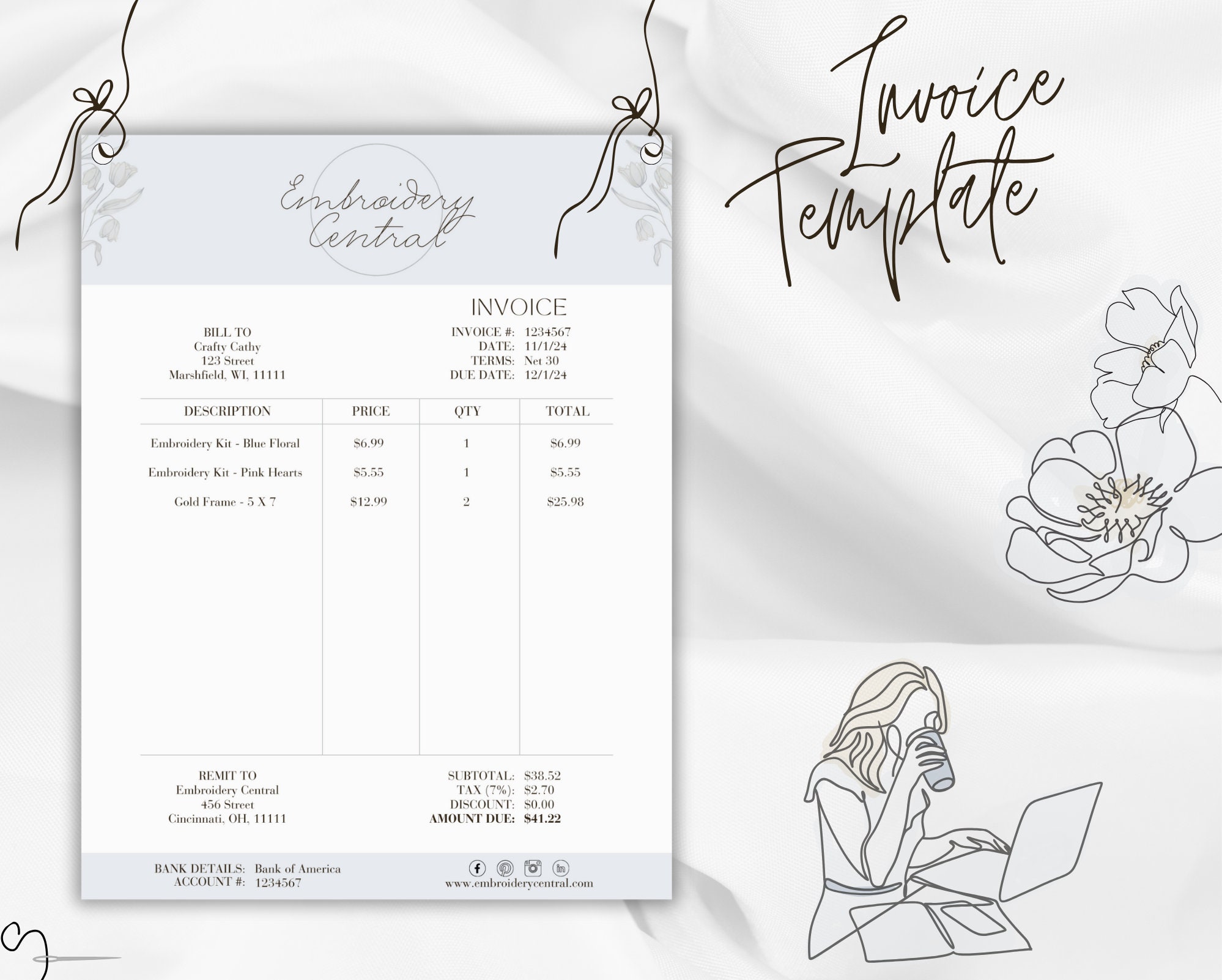 Blue Invoice Template Printable Invoice Template Download Small ...