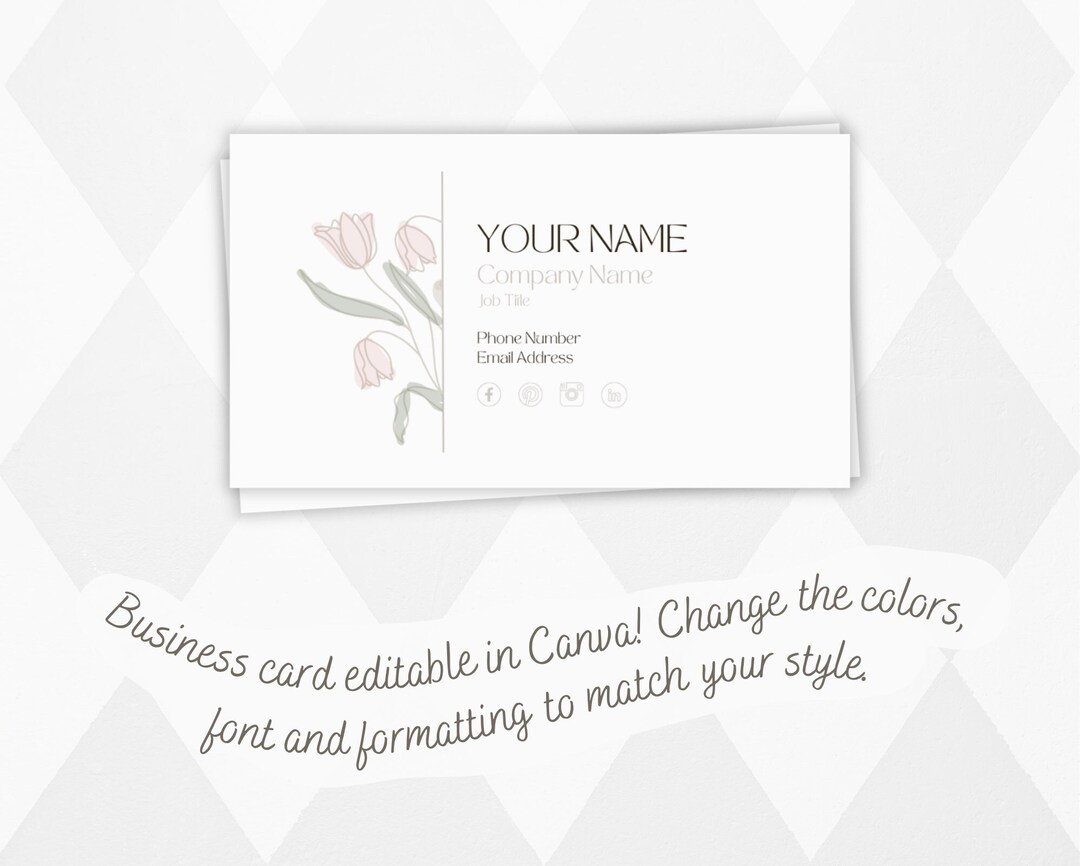 Pink Business Card Template Printable Personal Card Download - Etsy