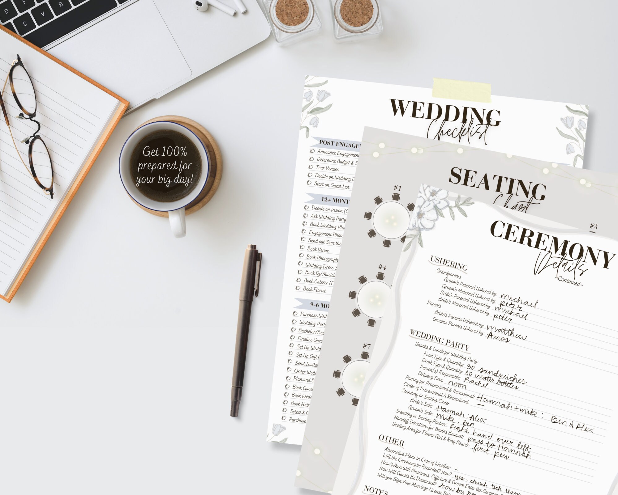Blue Wedding Planner Digital Wedding Checklist Canva Template Wedding ...