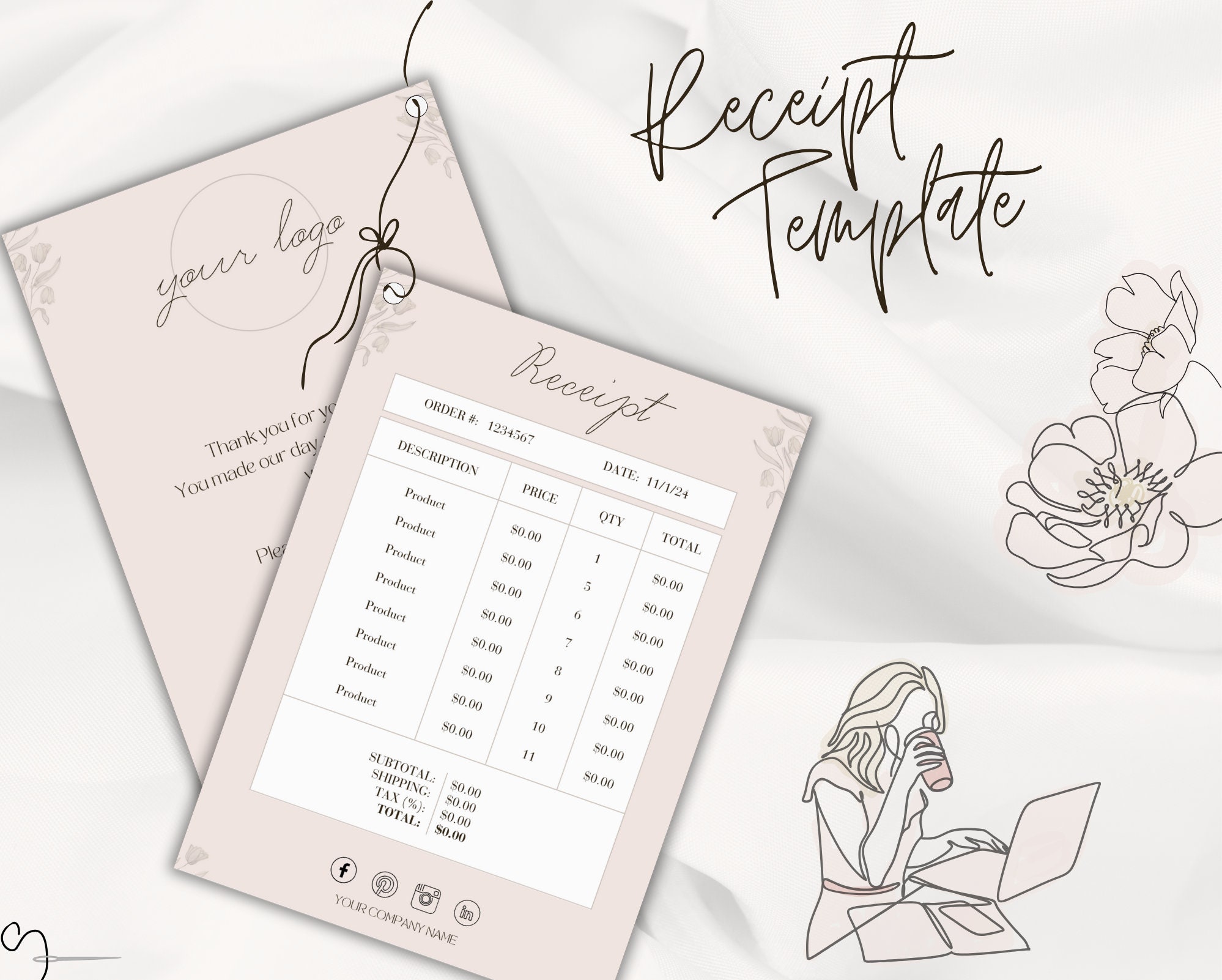 Pink Receipt Template Printable Thank You Template Download Small ...