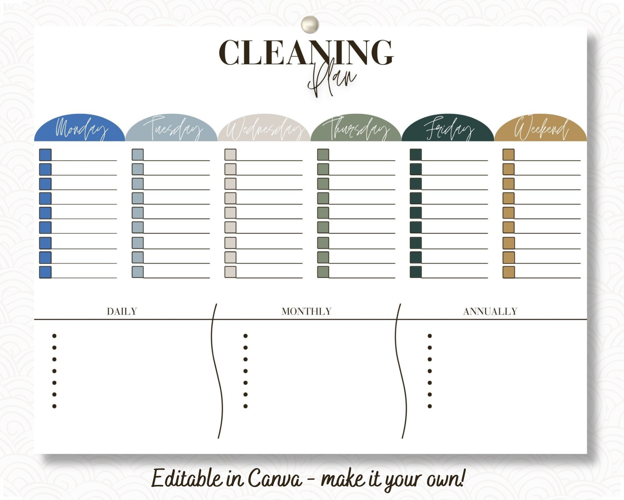 Cleaning Plan Green Weekly Cleaning Schedule Printable Household Chore ...