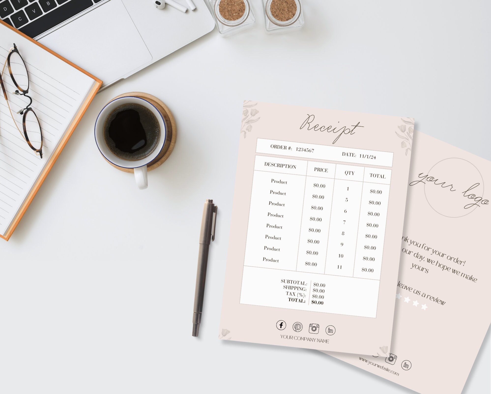 Pink Receipt Template Printable Thank You Template Download Small ...