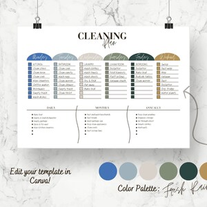 Cleaning Plan Green Weekly Cleaning Schedule Printable Household Chore ...