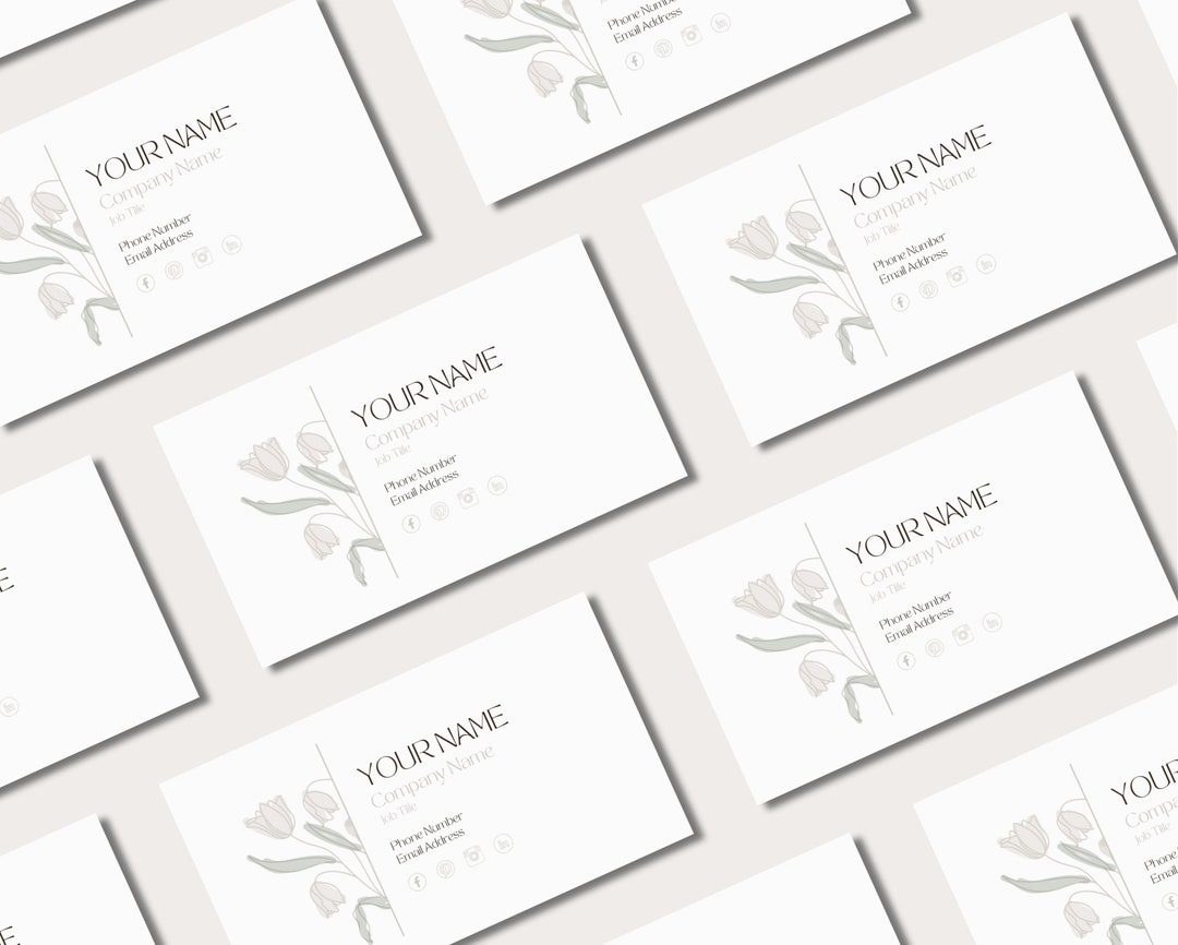 Neutral Business Card Template Printable Personal Card Download Small ...