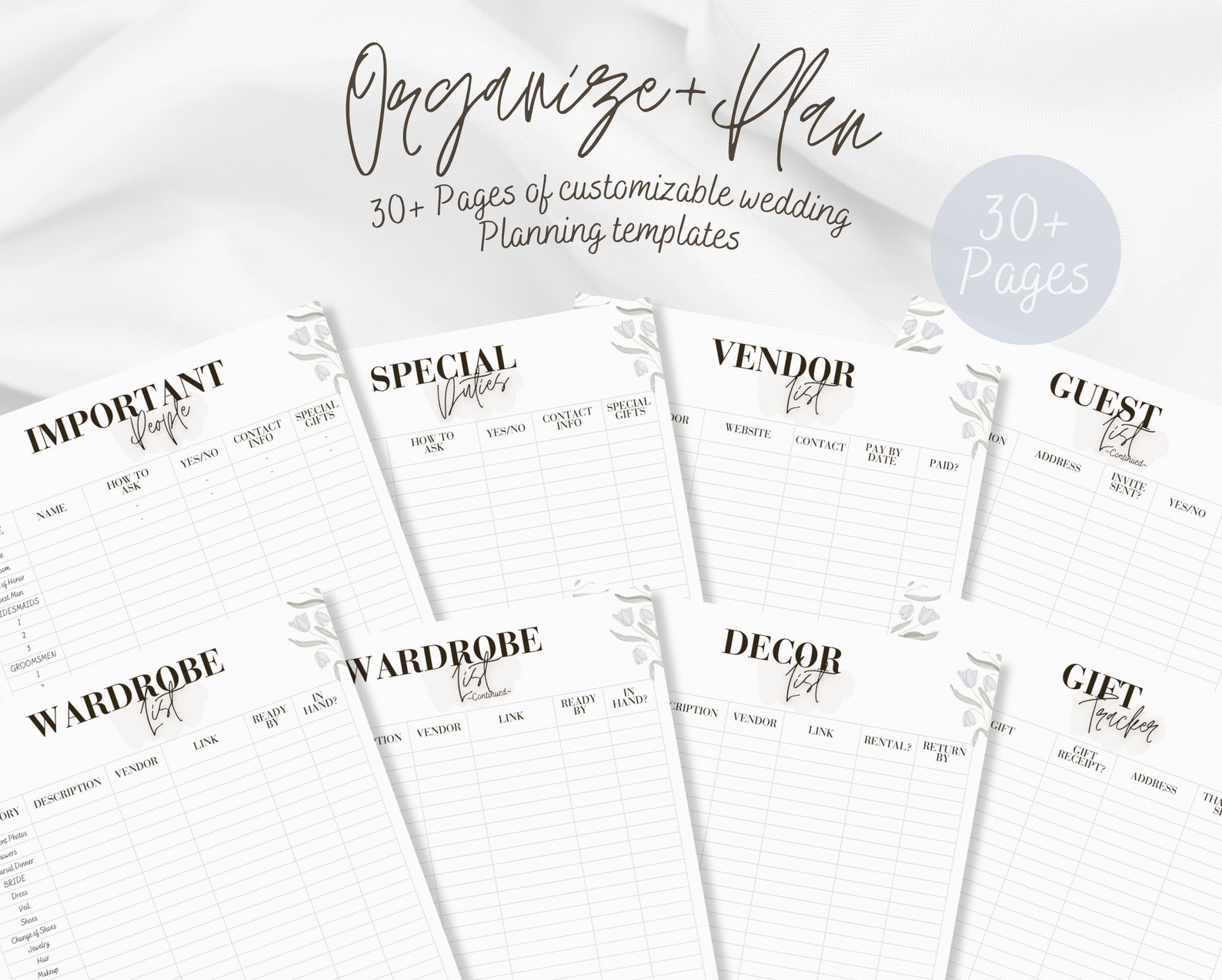 Blue Wedding Planner Digital Wedding Checklist Canva Template Wedding ...