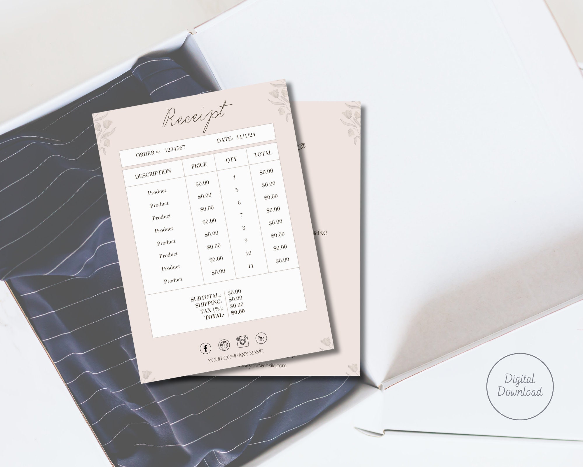 Pink Receipt Template Printable Thank You Template Download Small ...